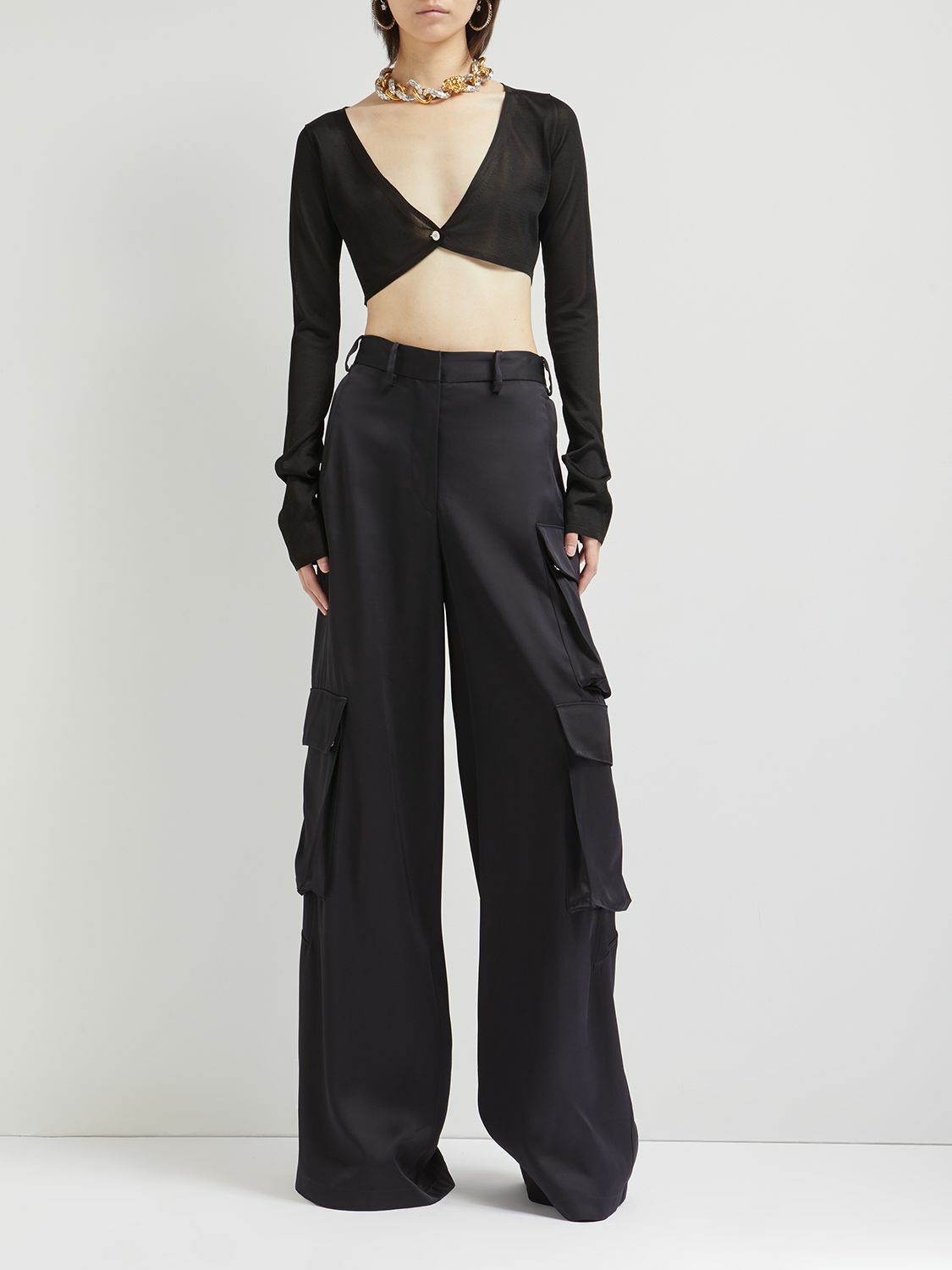 VERSACE - Viscose Knit Cropped Cardigan W/ Button Versace