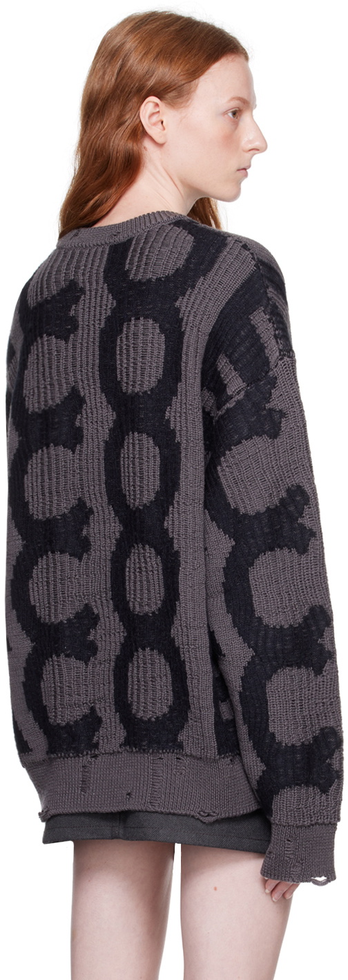 Marc Jacobs Gray 'The Monogram Distressed' Sweater Marc Jacobs