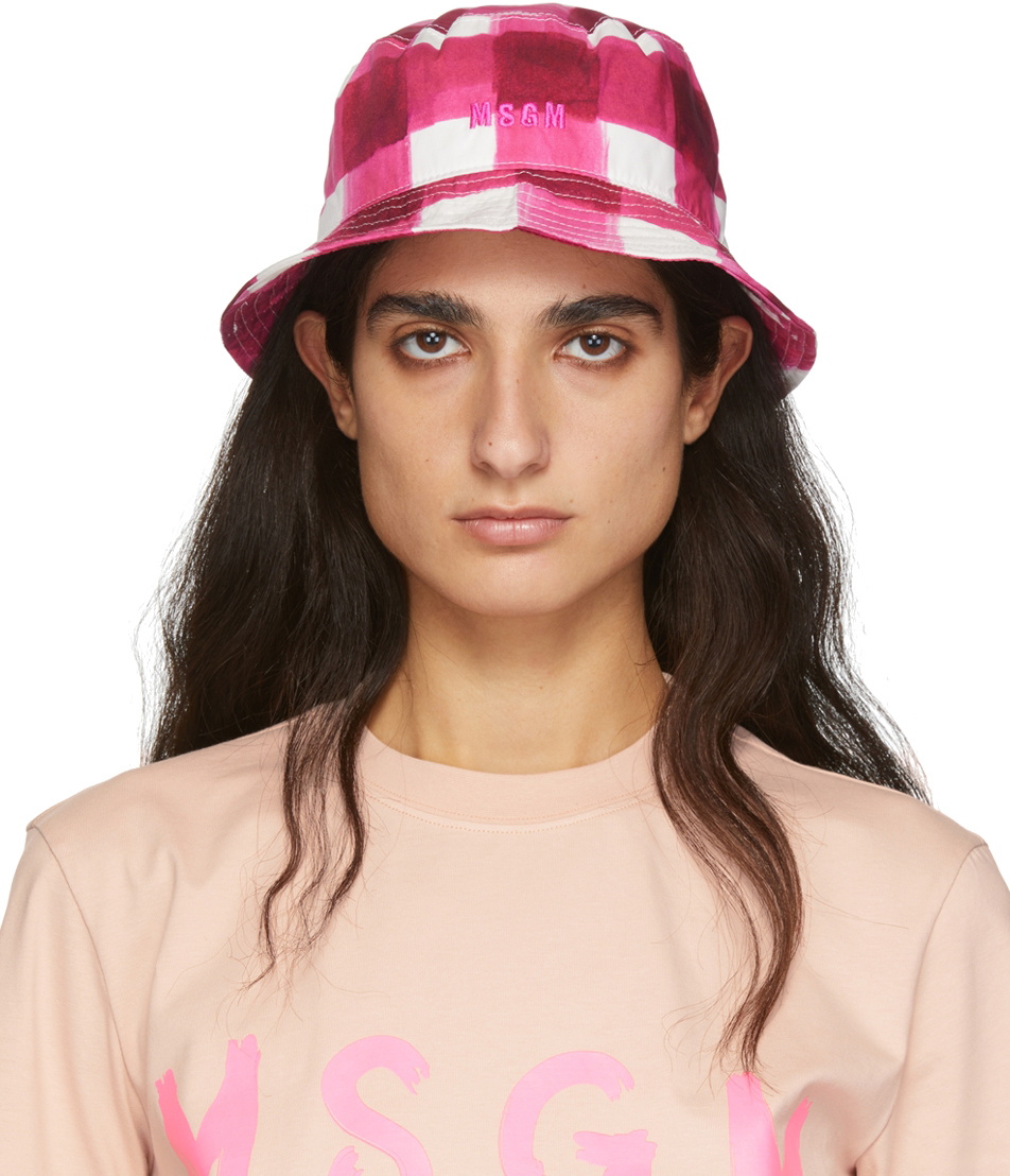 MSGM Pink Plaid Bucket Hat MSGM