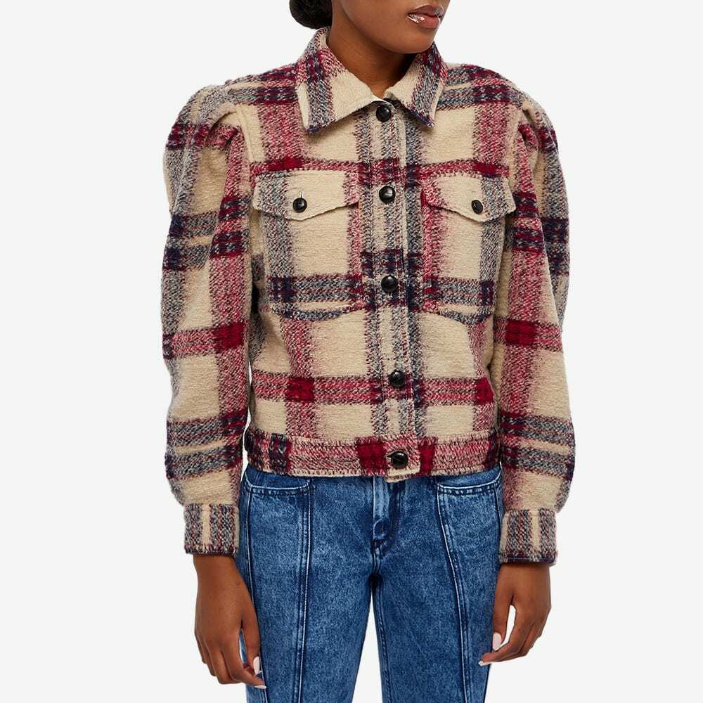 Isabel Marant Women's Leiko Check Jacket in Burgundy/Ecru Isabel Marant