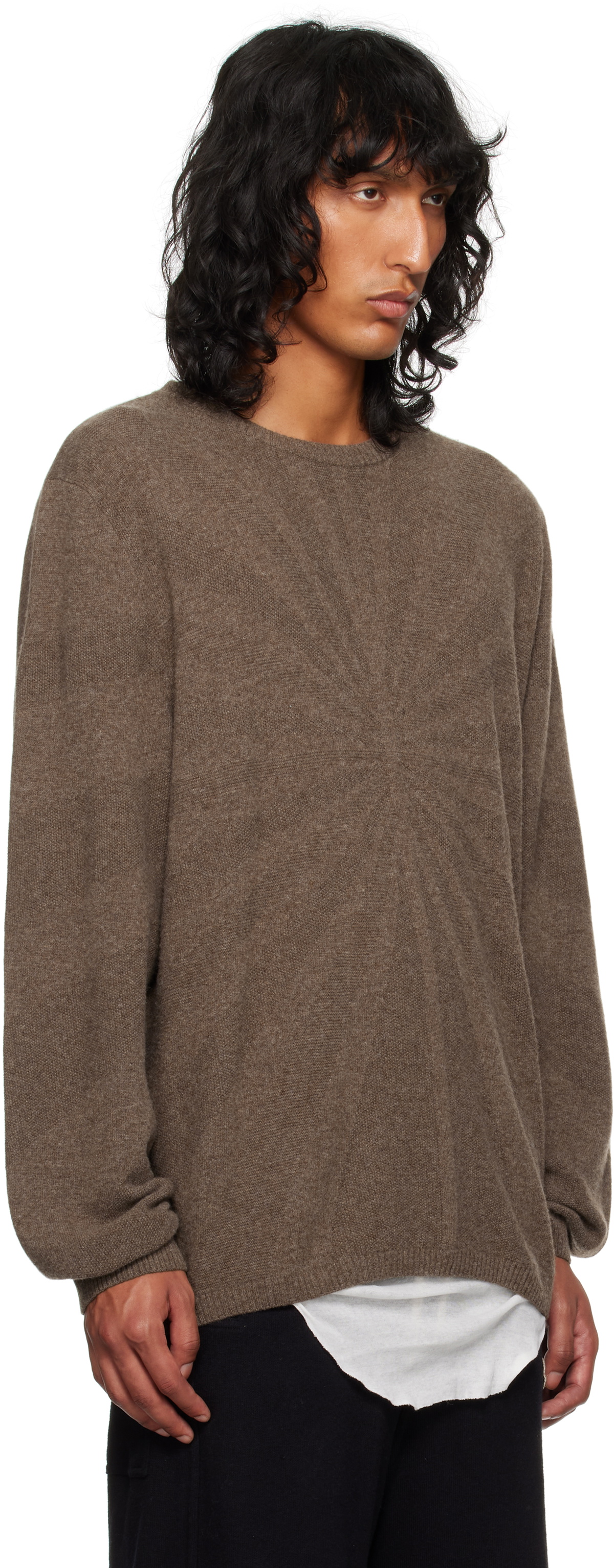Rick Owens Moncler + Rick Owens Gray Jumbo Round Neck Sweater Rick Owens