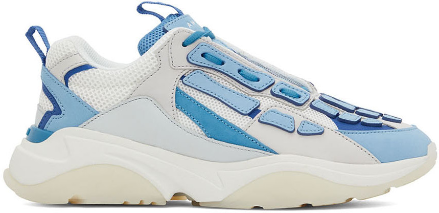 AMIRI White & Blue Bone Runner Low-Top Sneakers Amiri