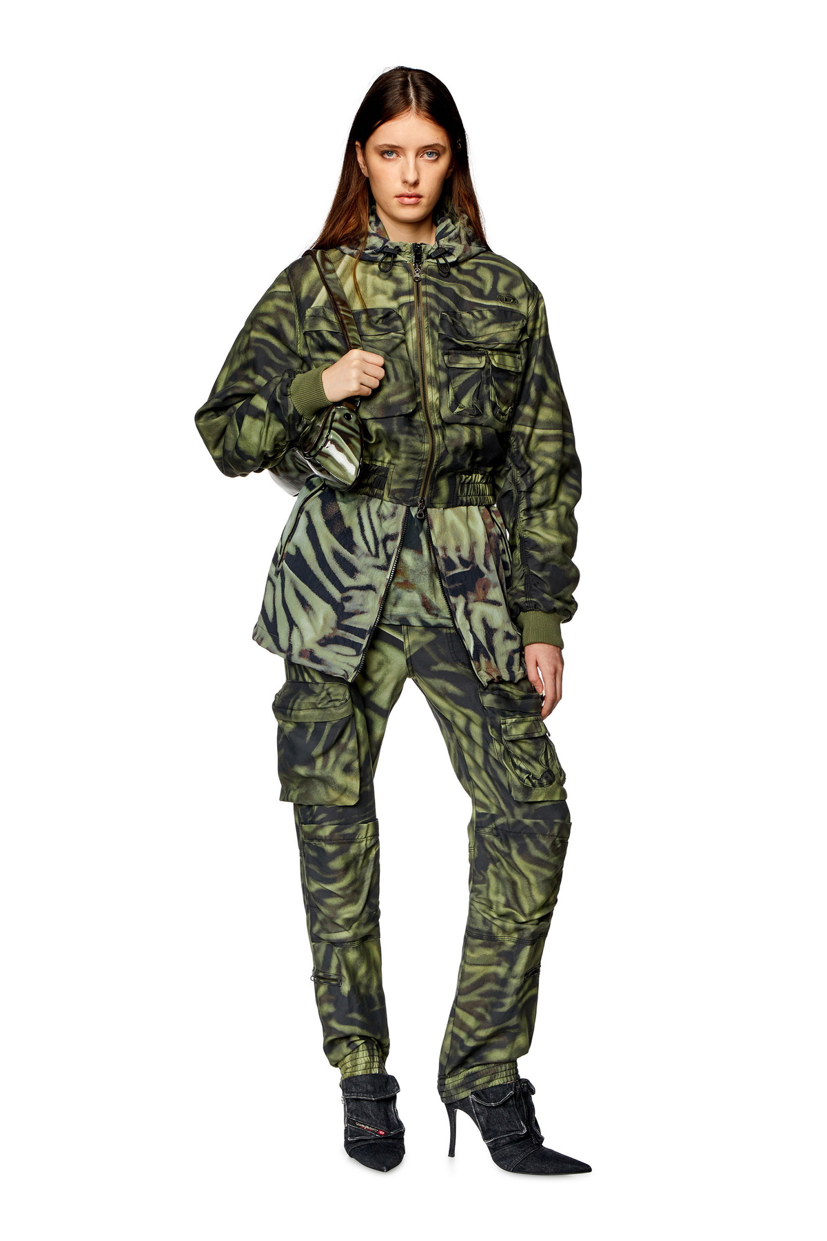 Diesel Cargo bomber in zebra-camo twill - Jackets Womens in Multicolor ...