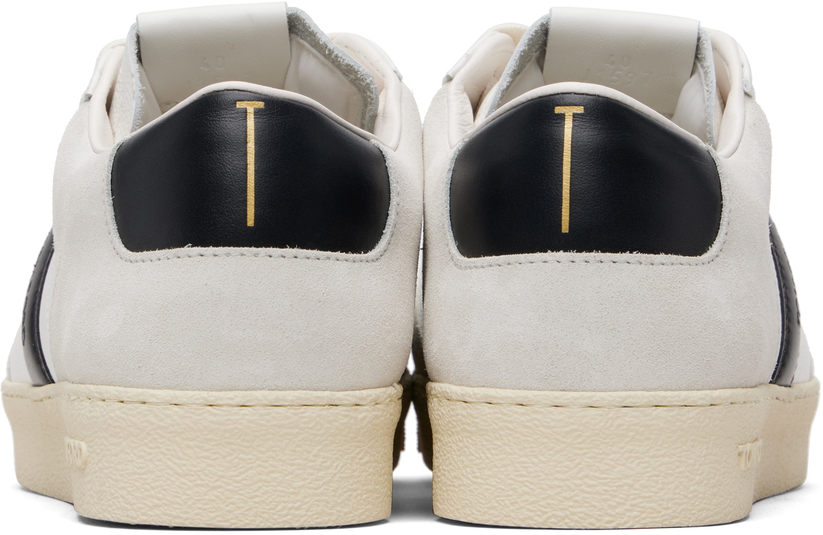 TOM FORD White Grained Leather & Suede Blake Sneakers TOM FORD