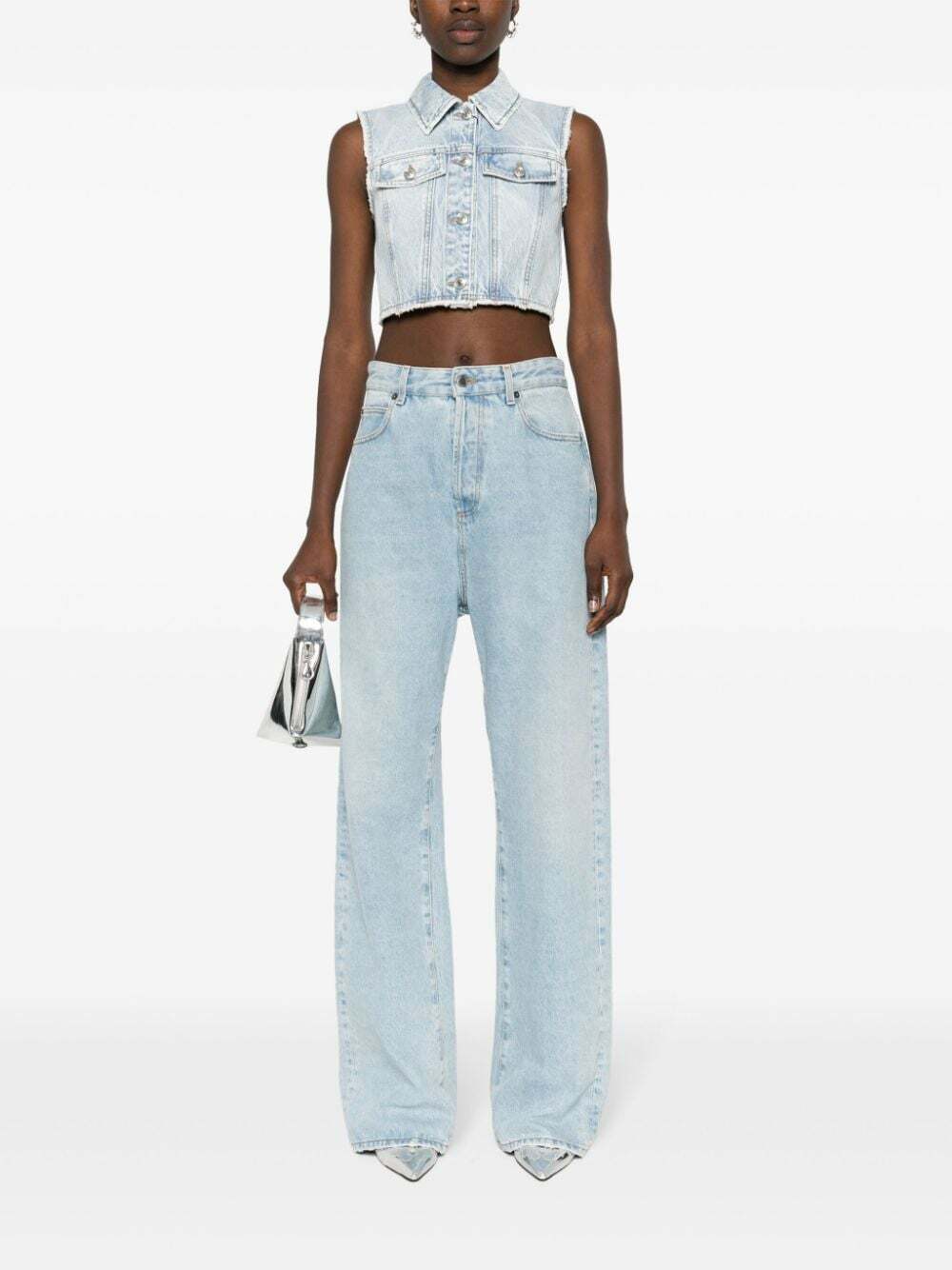 SPORTMAX - Denim Cotton Cropped Vest Sportmax