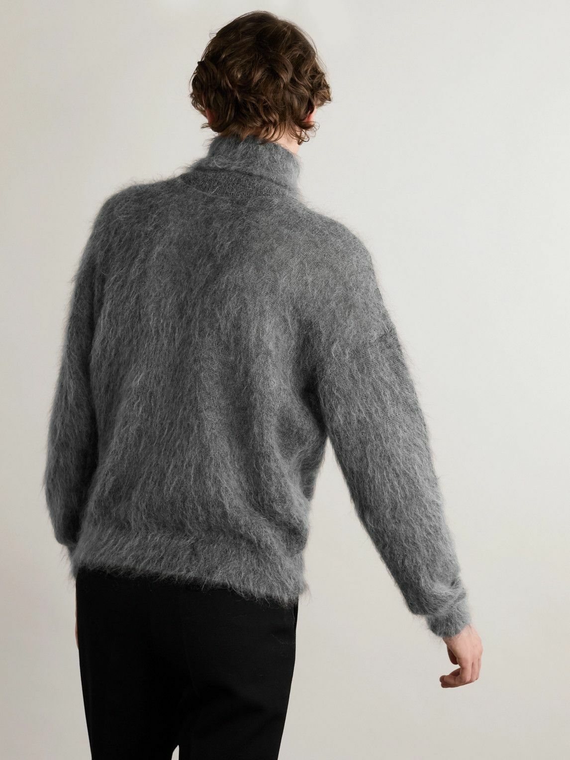 SAINT LAURENT - Mohair-Blend Rollneck Sweater - Gray Saint Laurent