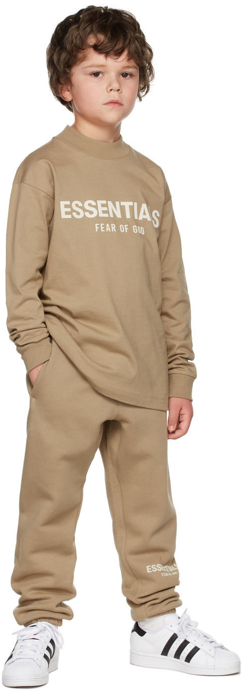 Essentials Kids Tan Logo Long Sleeve T-Shirt Essentials