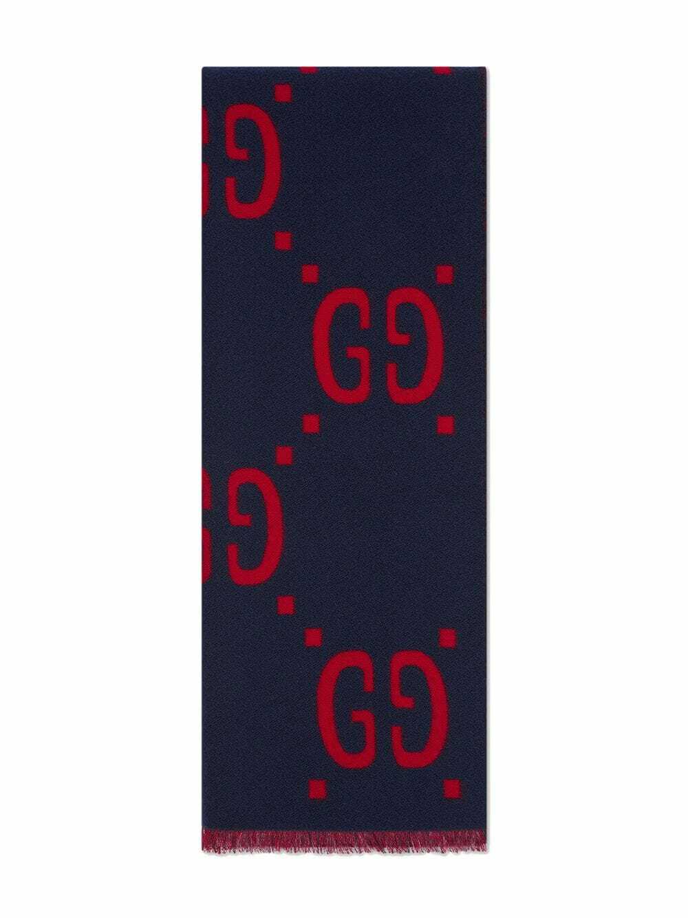 GUCCI - Gg Motif Wool And Silk Scarf Gucci