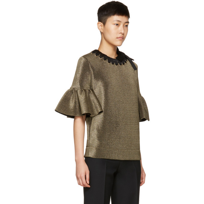 Fendi Gold Scuba Lurex Ruffle Blouse Fendi