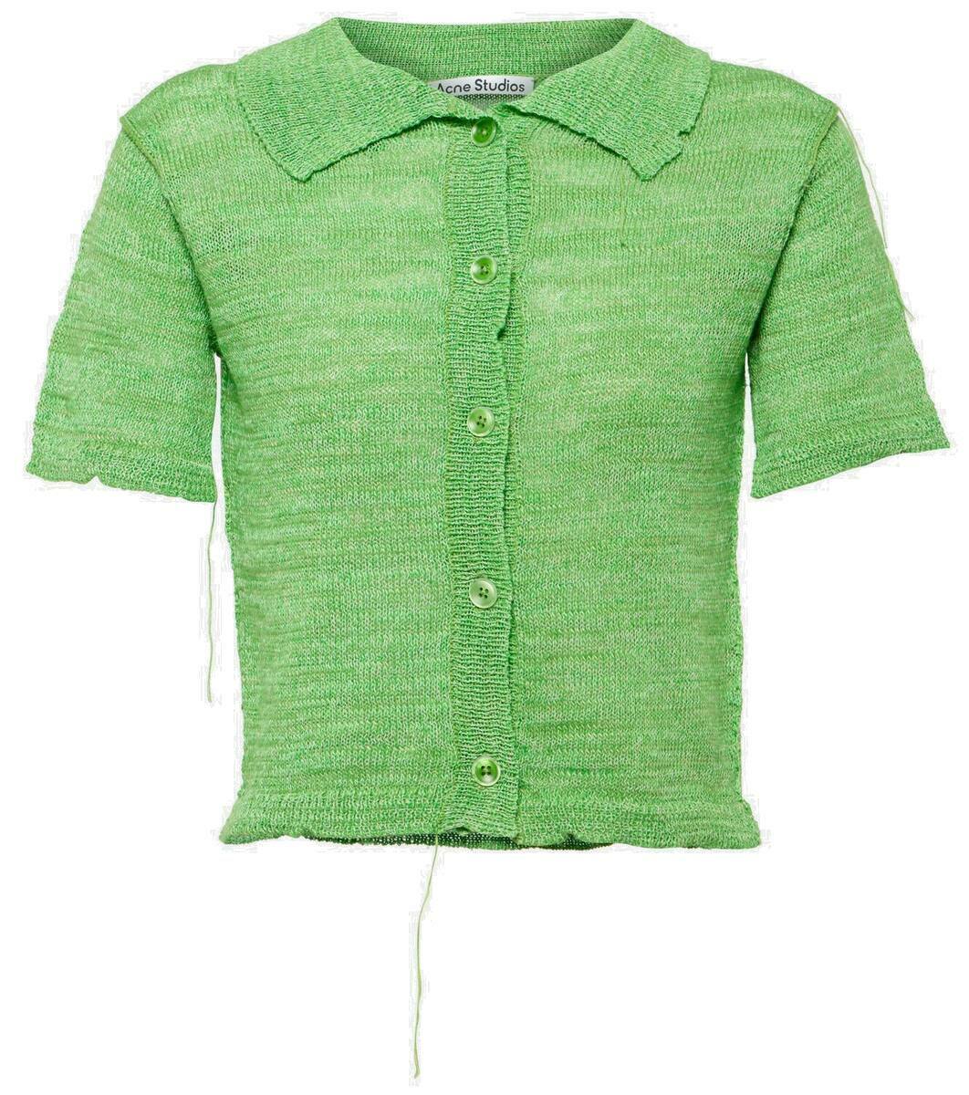 Acne Studios Linen-blend cropped cardigan Acne Studios