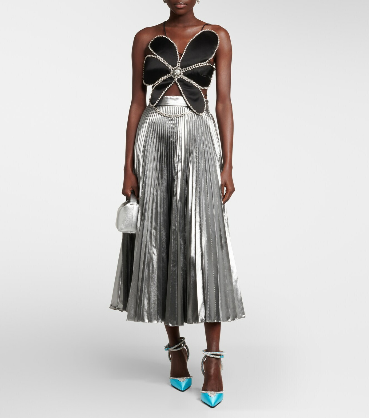 Mach & Mach - Heart crystal-embellished satin pumps MACH & MACH