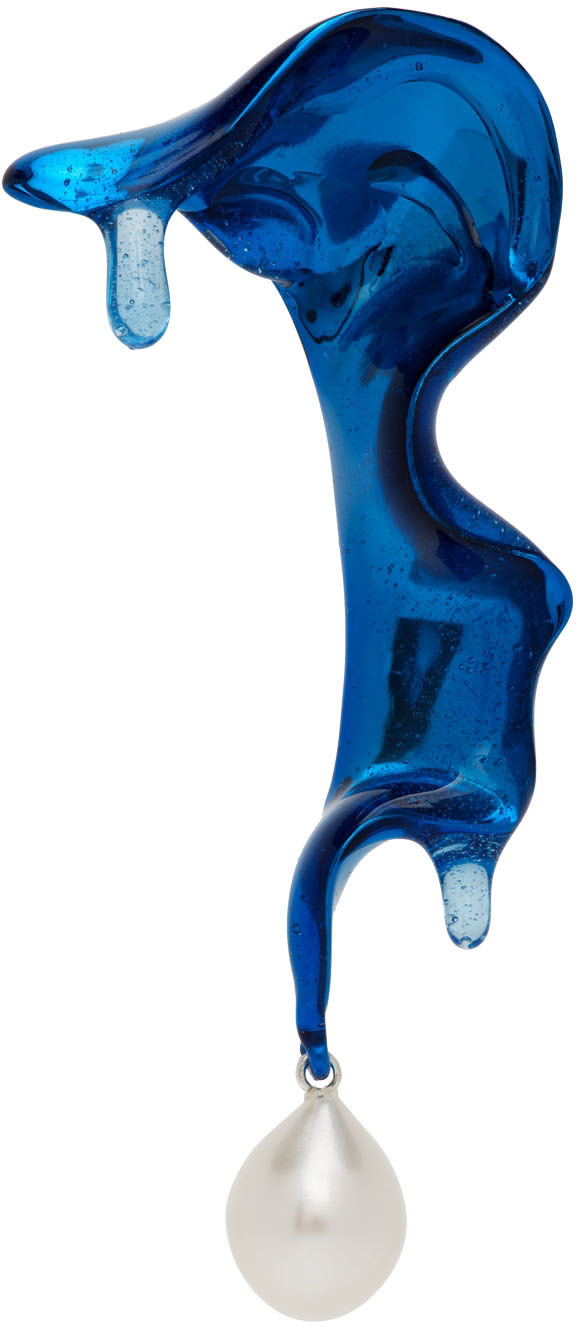 Hugo Kreit SSENSE Exclusive Blue Swirl Drop Earrings Hugo Kreit