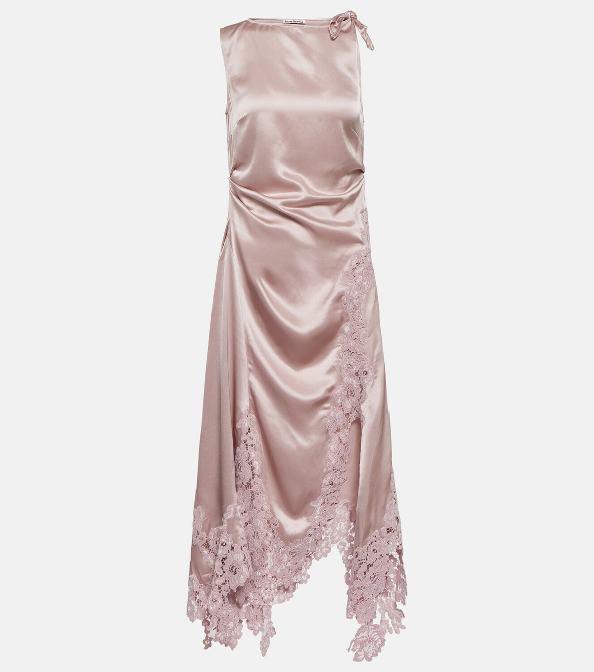 Acne Studios Lace-trimmed satin midi dress Acne Studios