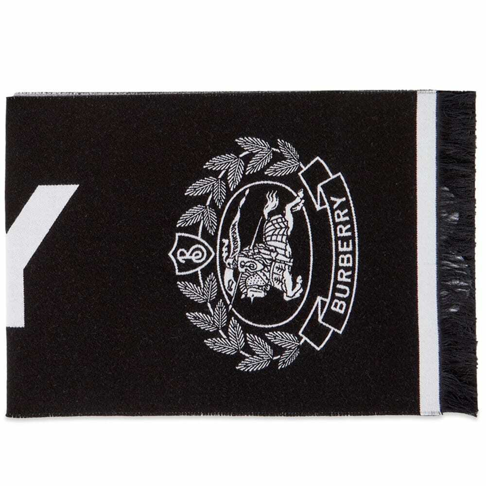 Burberry Women's Crest Logo Football Scarf in Monochrome Burberry