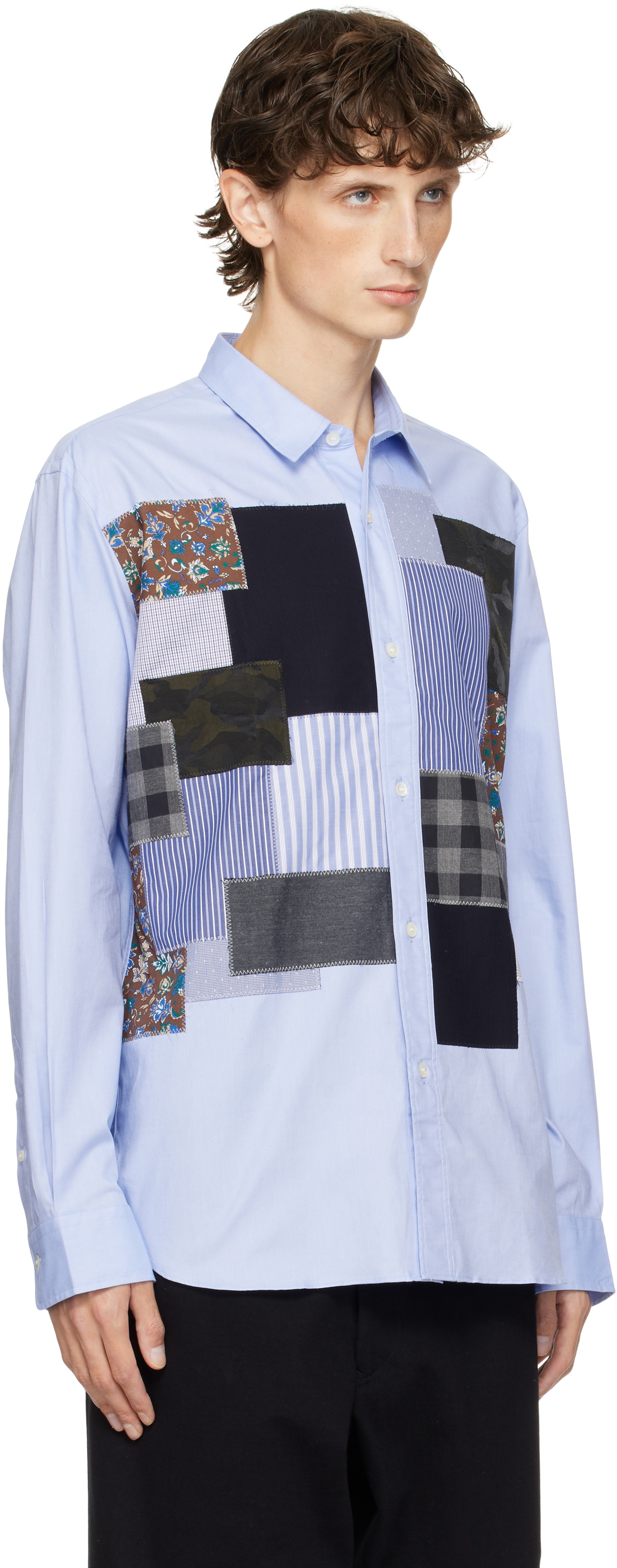 Junya Watanabe Blue Patchwork Mix Shirt Junya Watanabe
