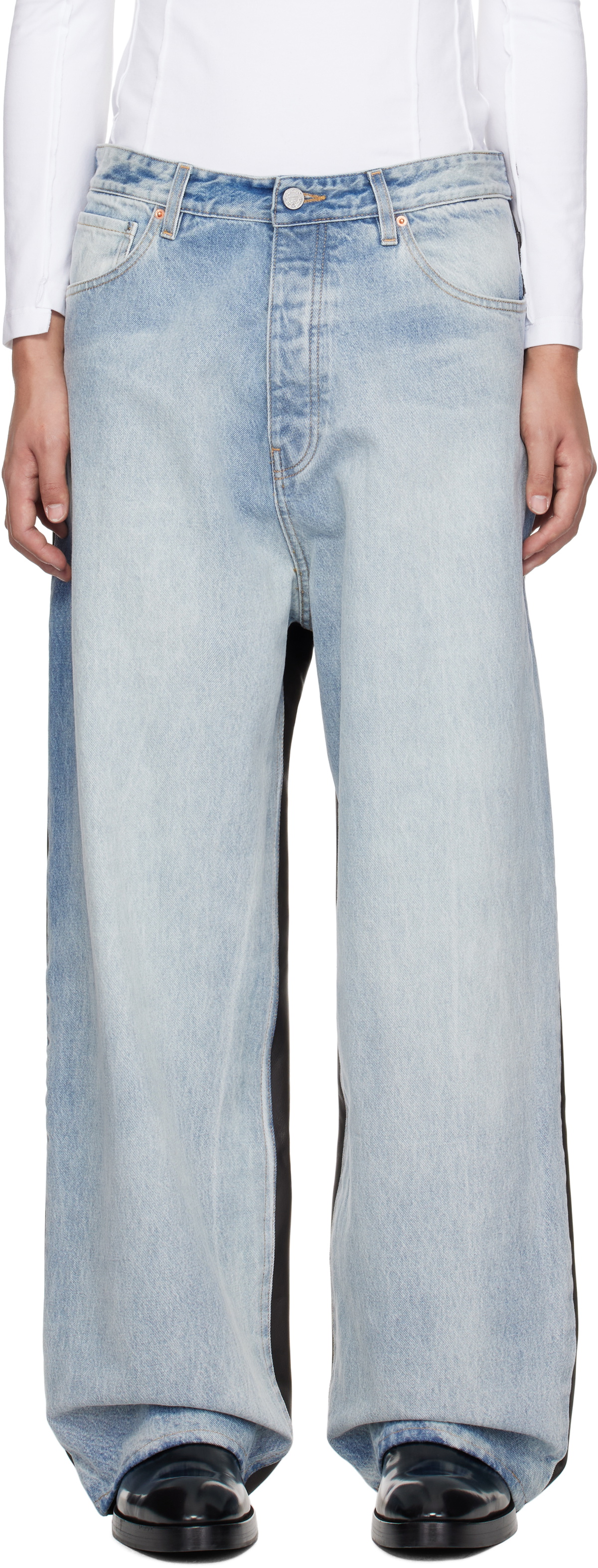 VETEMENTS Blue & Black Runway Denim Jeans Vetements