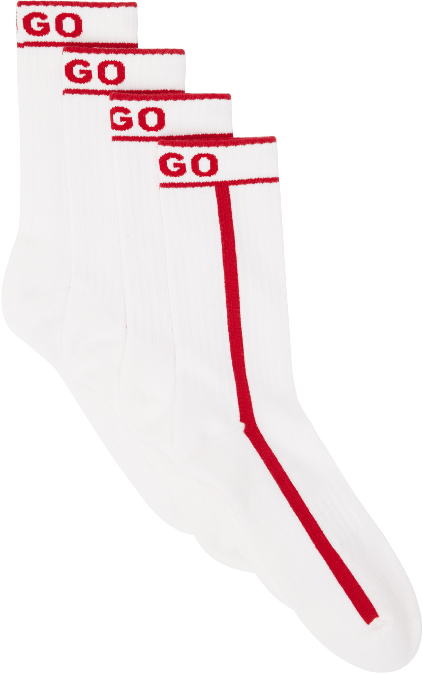Hugo Two-Pack White & Red Socks Hugo Boss
