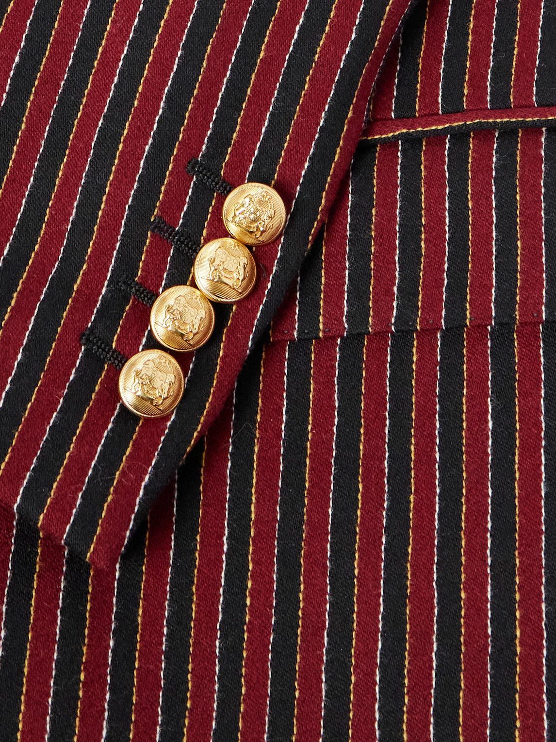 CELINE - Embroidered Striped Wool and Lycra-Blend Blazer - Red Celine