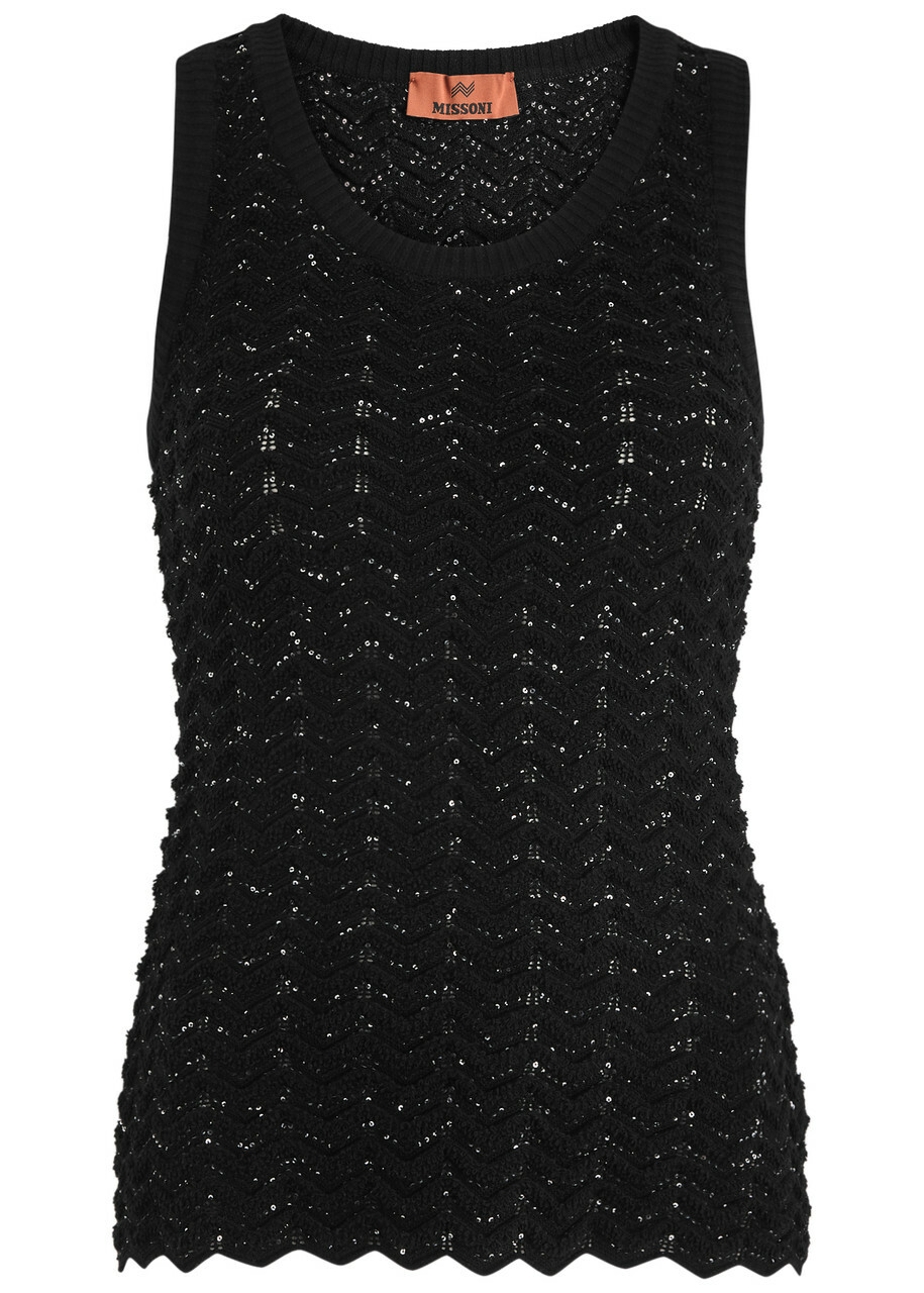 Missoni Zigzag Sequin-embellished Knitted Tank Black Missoni Missoni Zigzag Sequin-embellished Knitted Tank Black Missoni