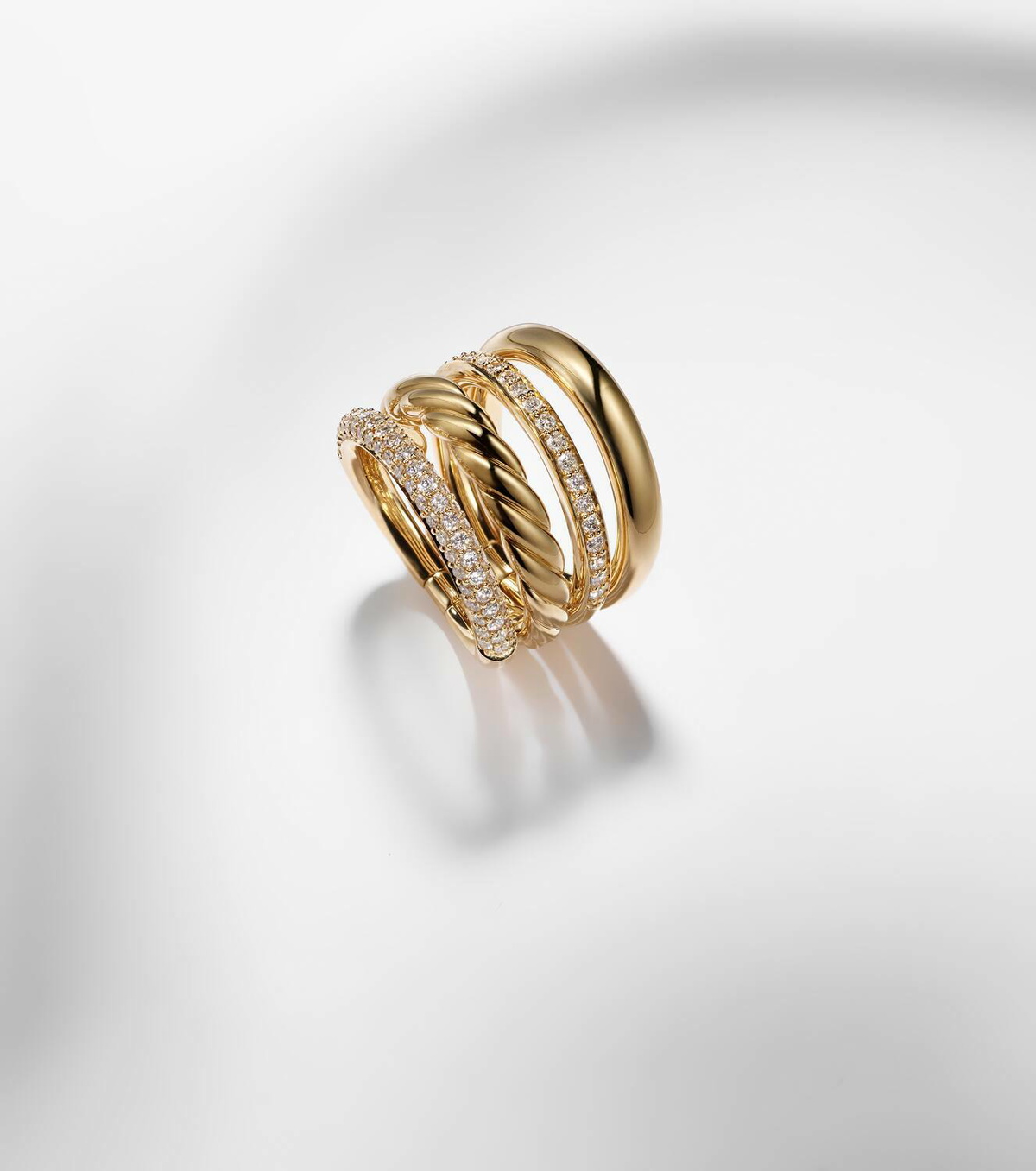 David Yurman DY Mercer® 18kt gold ring with diamonds David Yurman