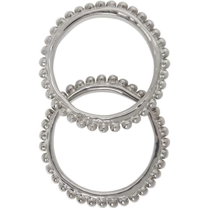 Givenchy Silver Small Beaded Ring Set Givenchy