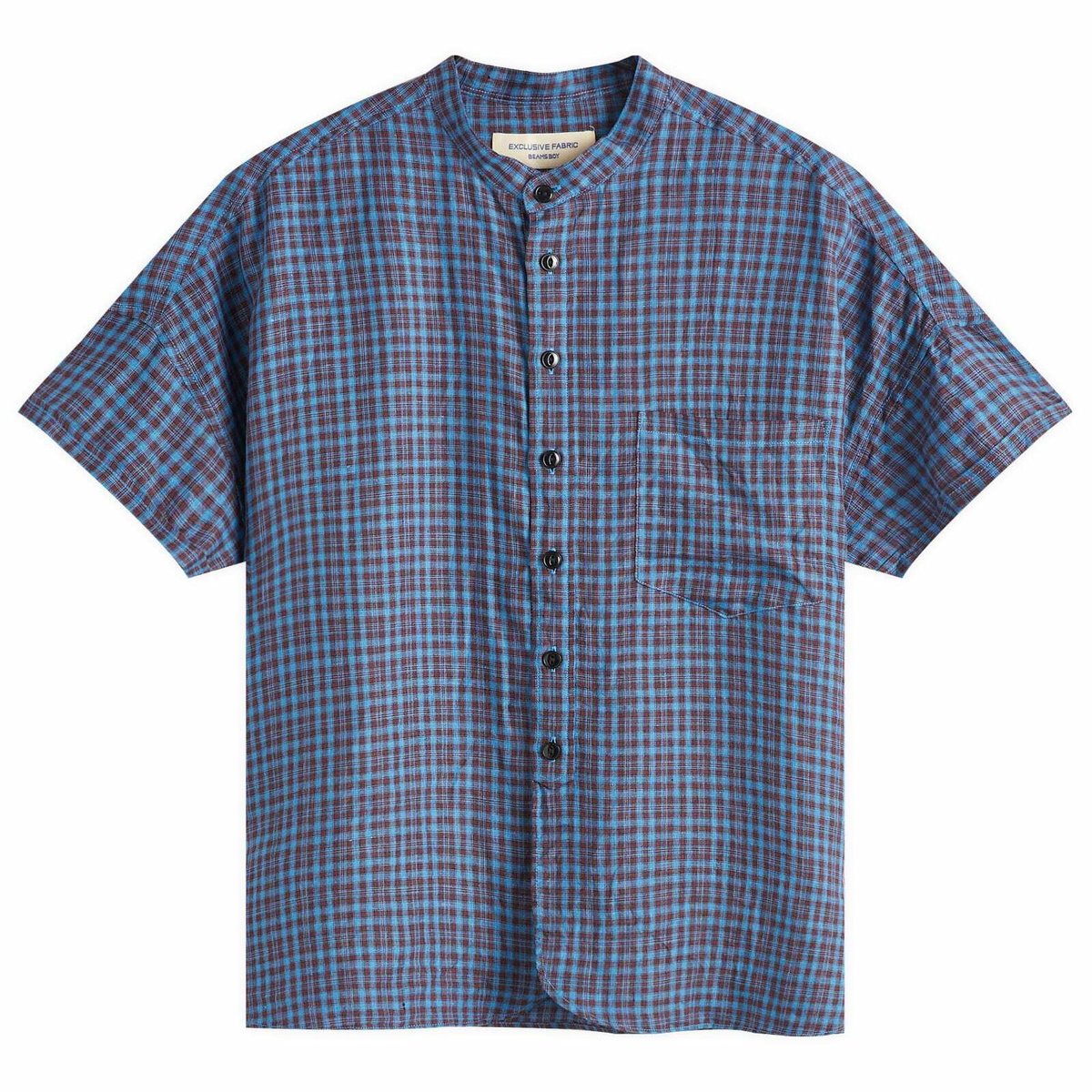 Beams Boy Women's Linen Check Shirt in Blue Beams Boy