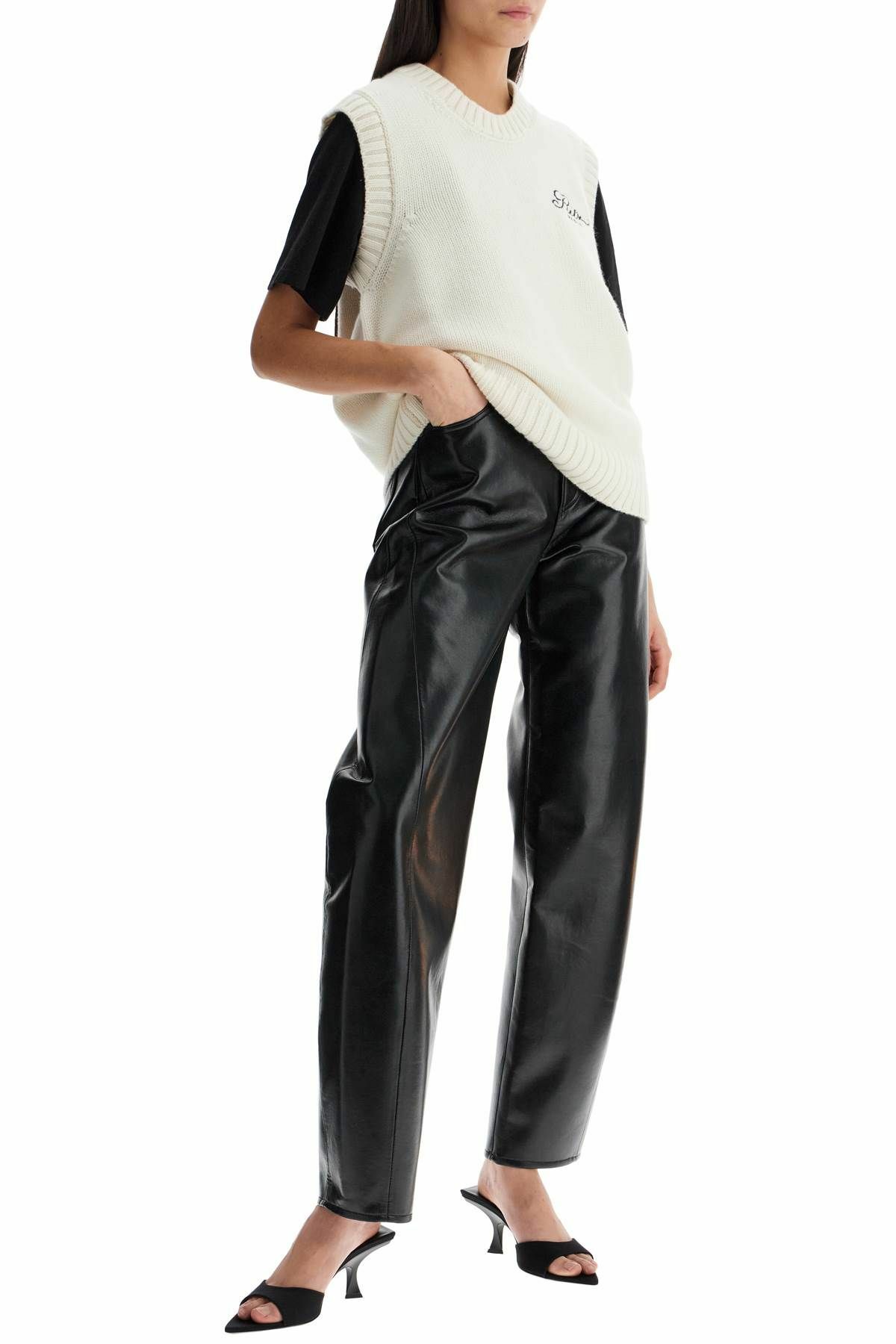 FRAME cashmere vest with frame design for ritz White Frame Denim