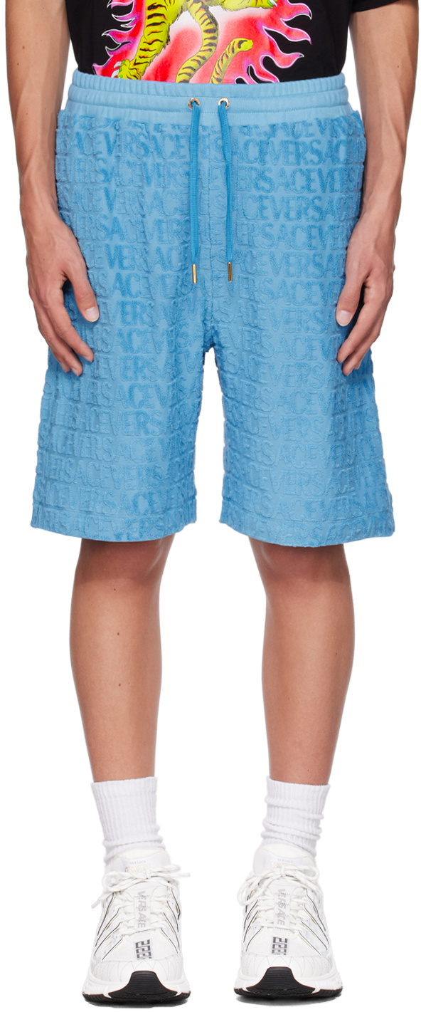 Versace Blue Allover Shorts Versace