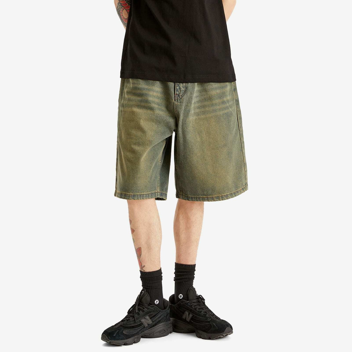 Butter Goods Men's Warped Denim Shorts in Dirty Wash Indigo Butter Goods