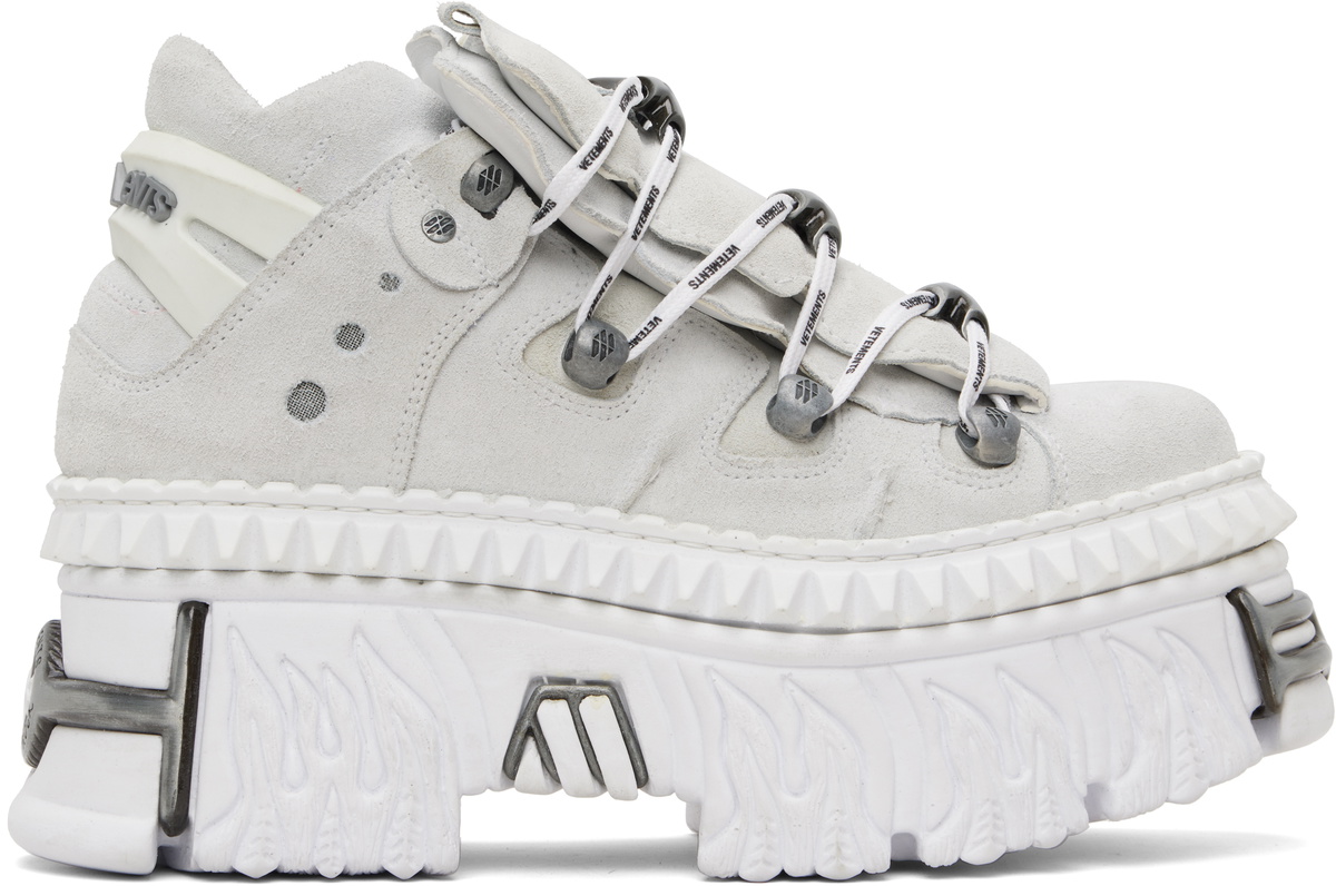 VETEMENTS White New Rock Edition Fire Platform Sneakers Vetements