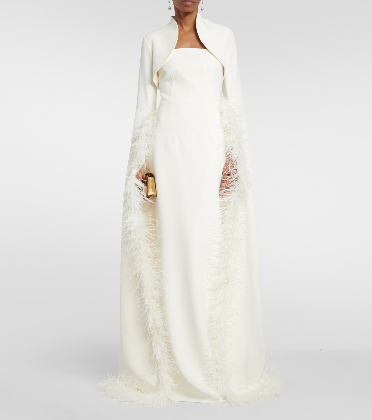Safiyaa Amari feather-trimmed crêpe gown Safiyaa