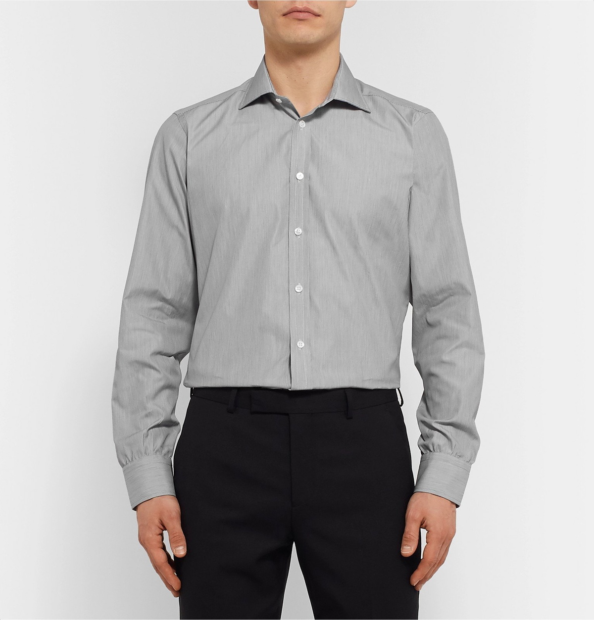 Turnbull & Asser - Grey Cutaway-Collar Striped Cotton Shirt - Gray ...