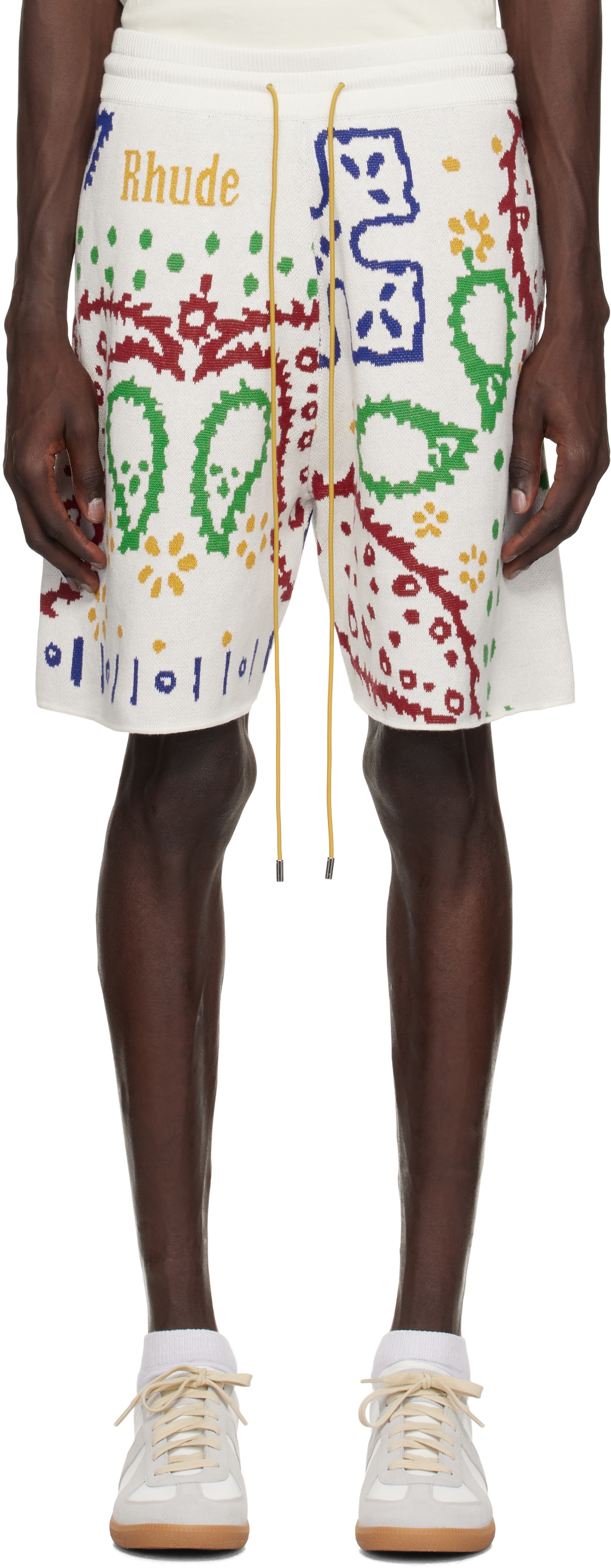 Rhude White Knit Bandana Shorts Rhude