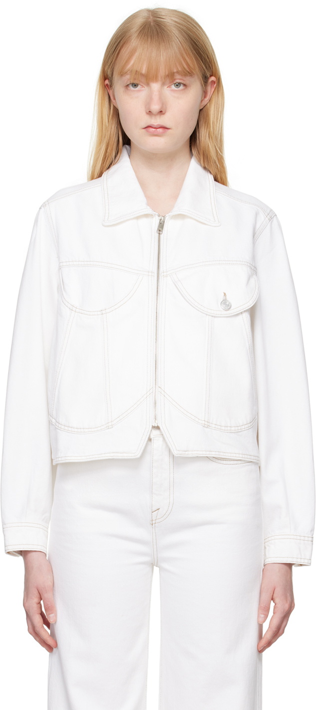 FRAME White Heart Denim Jacket Frame Denim