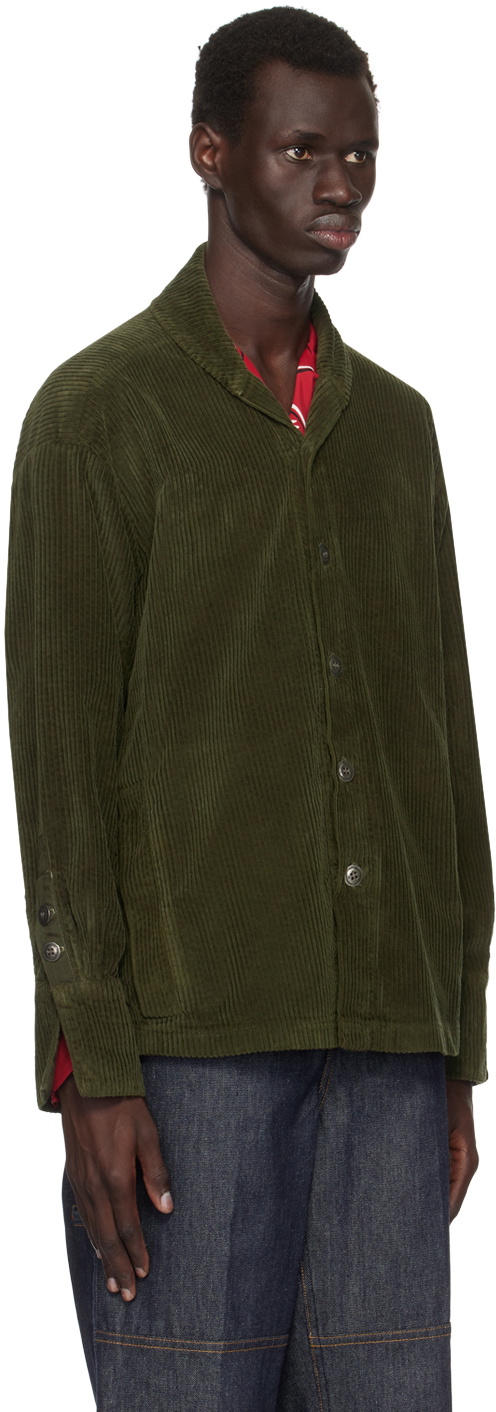 Greg Lauren Khaki Corduroy Shawl Collar Boxy Jacket Greg Lauren