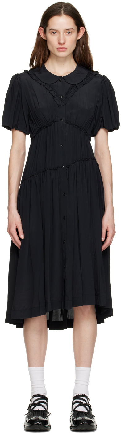 Simone Rocha Black Ruffle Midi Dress Simone Rocha