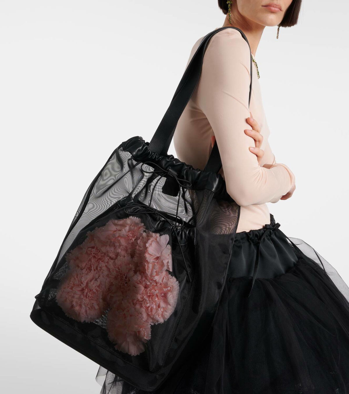 Simone Rocha Carnation Pocket leather-trimmed tote bag Simone Rocha