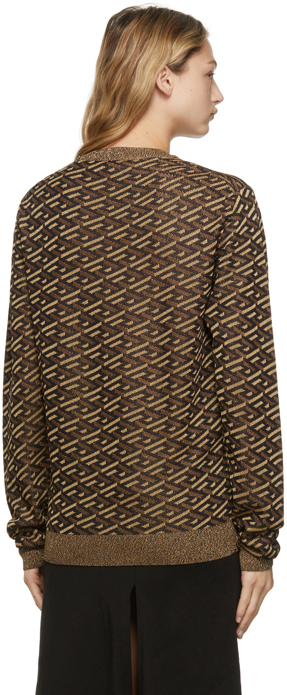Versace Black & Gold Jacquard Monogram Sweater Versace