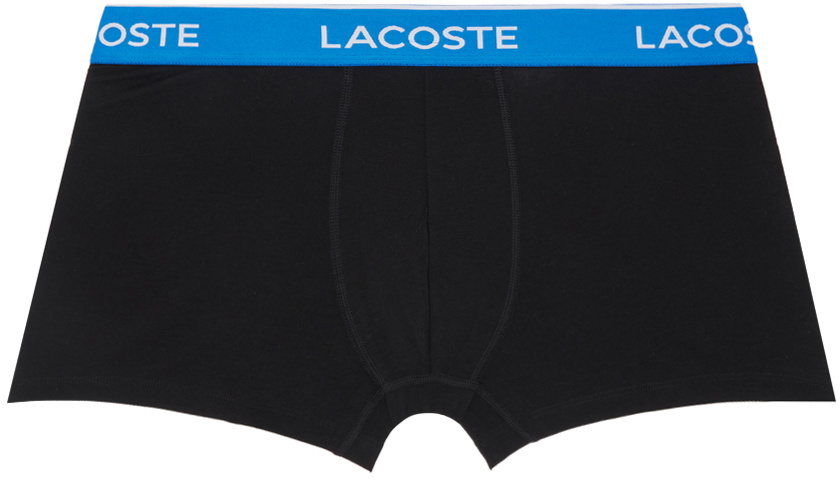 Lacoste Three-Pack Black Contrast Waist Boxer Briefs Lacoste