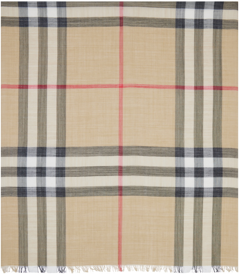 Burberry Beige Check Scarf Burberry