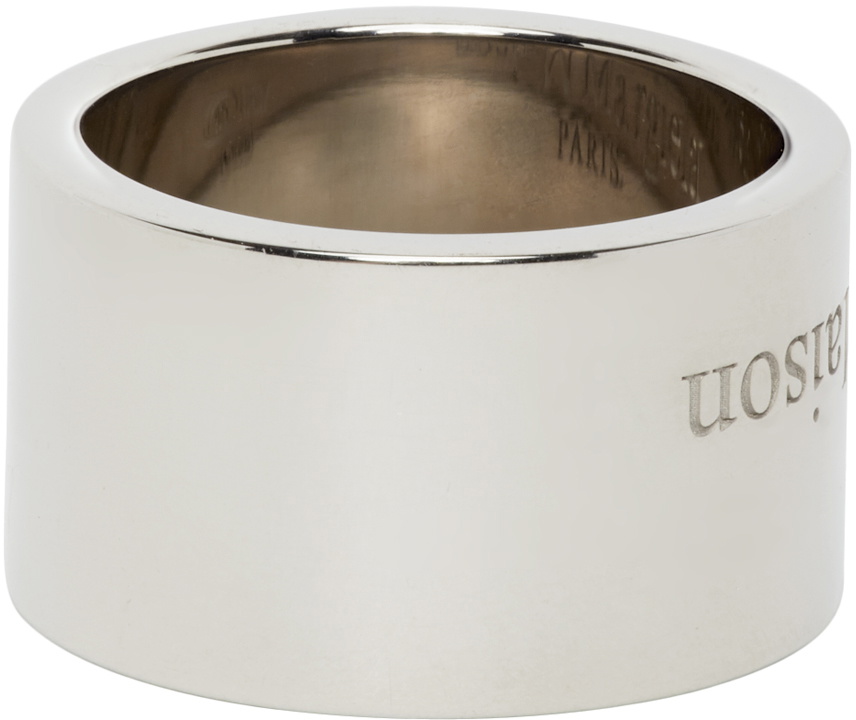 Maison Margiela Silver Wide Logo Ring Maison Margiela