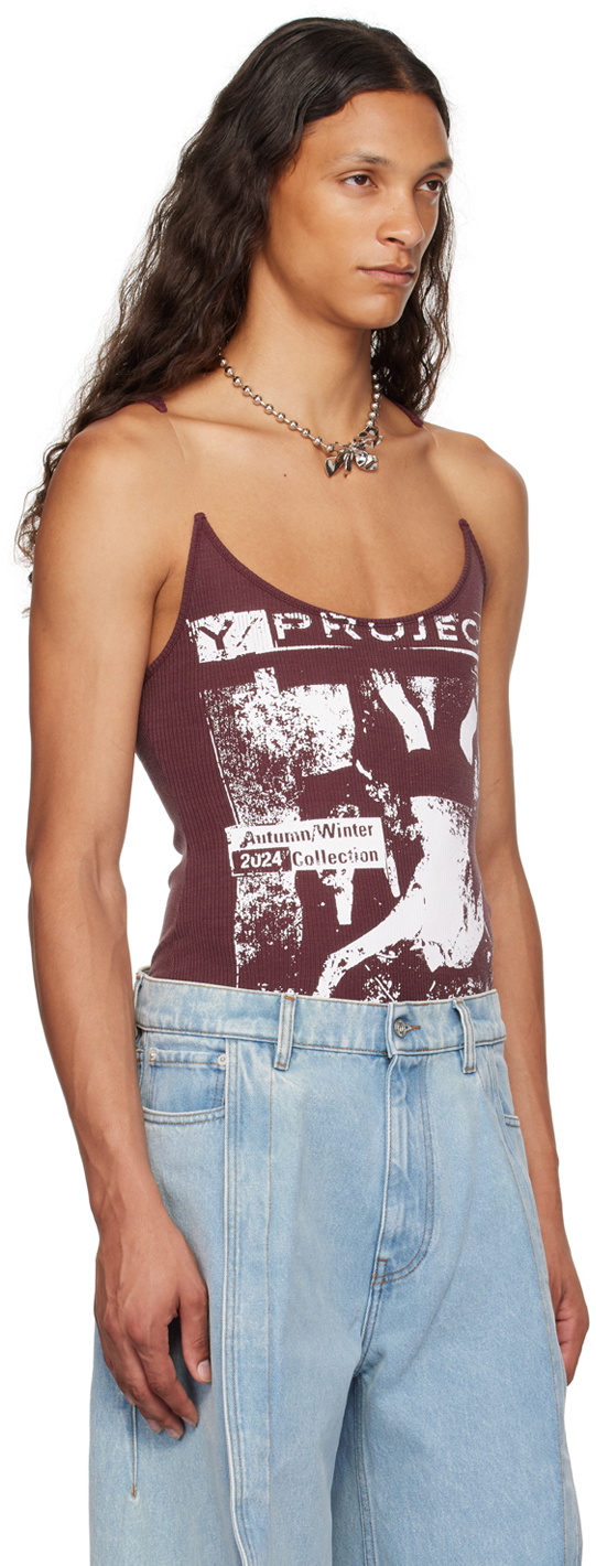 Y/Project Burgundy Invisible Strap Tank Top Y/Project
