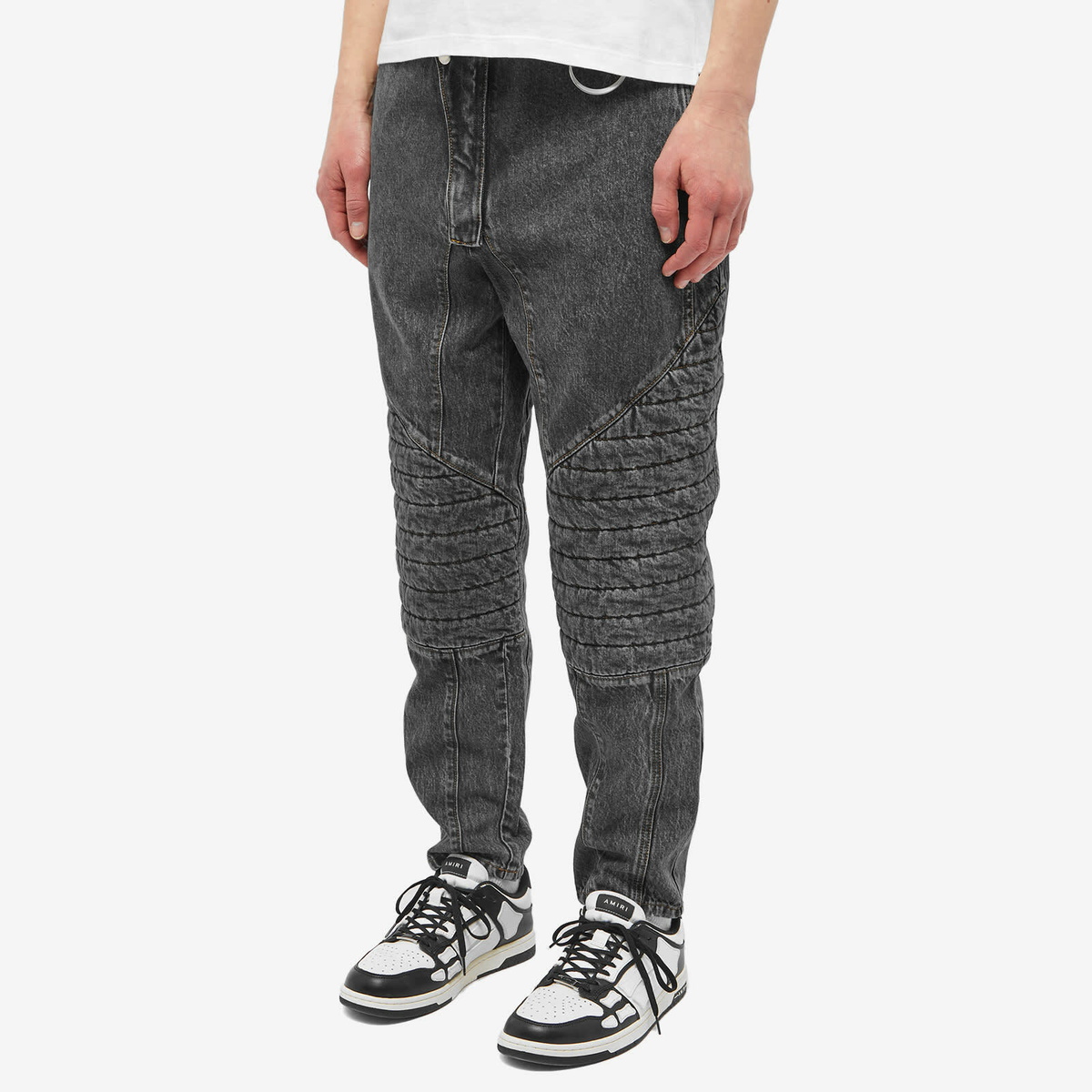 Balmain Men's Washed Biker Jean in Black Balmain