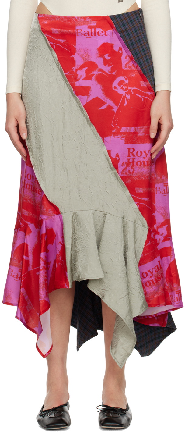 TheOpen Product Multicolor Patchwork Midi Skirt TheOpen Product