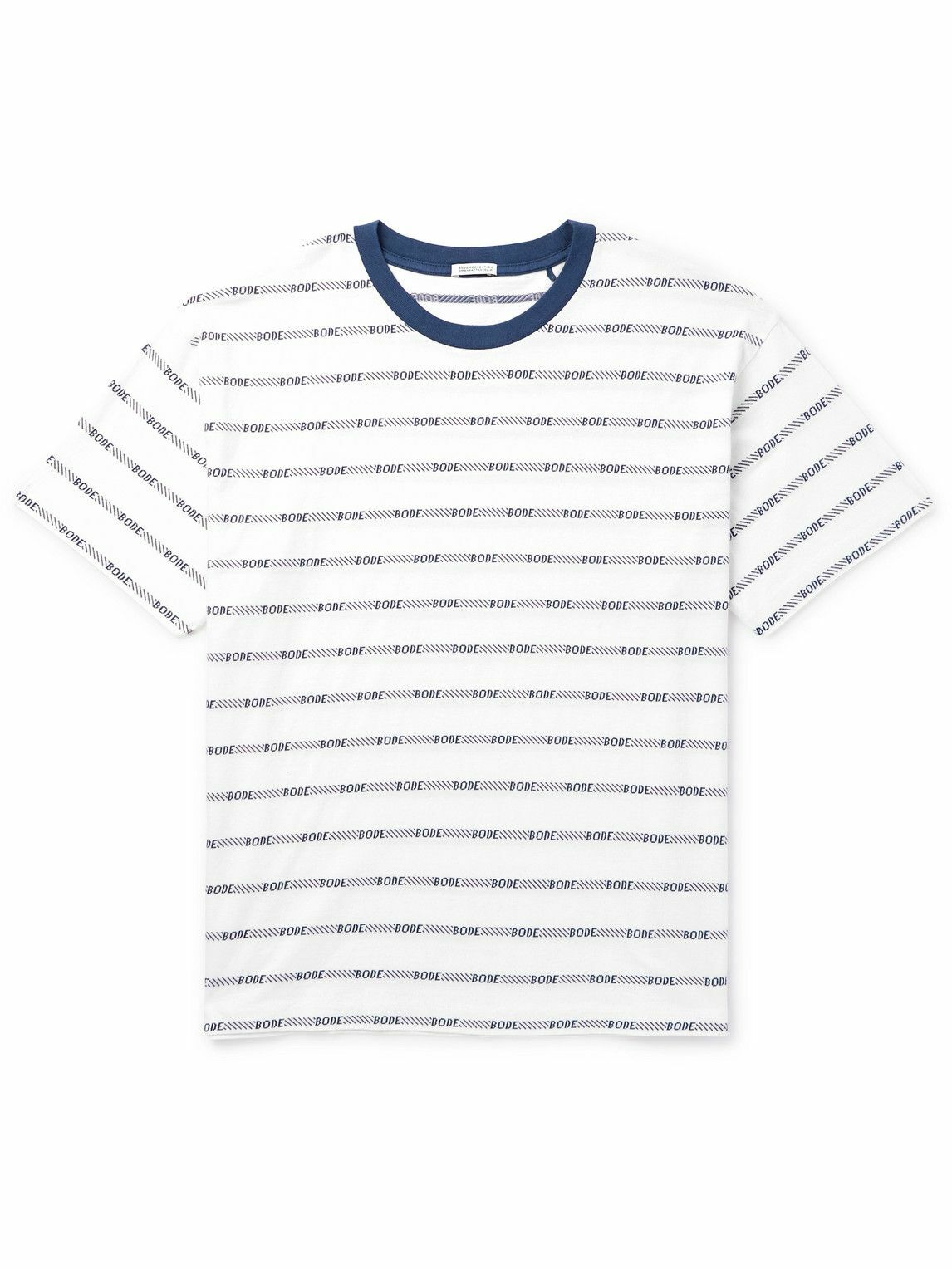 BODE - Logo-Jacquard Cotton-Jersey T-Shirt - White Bode