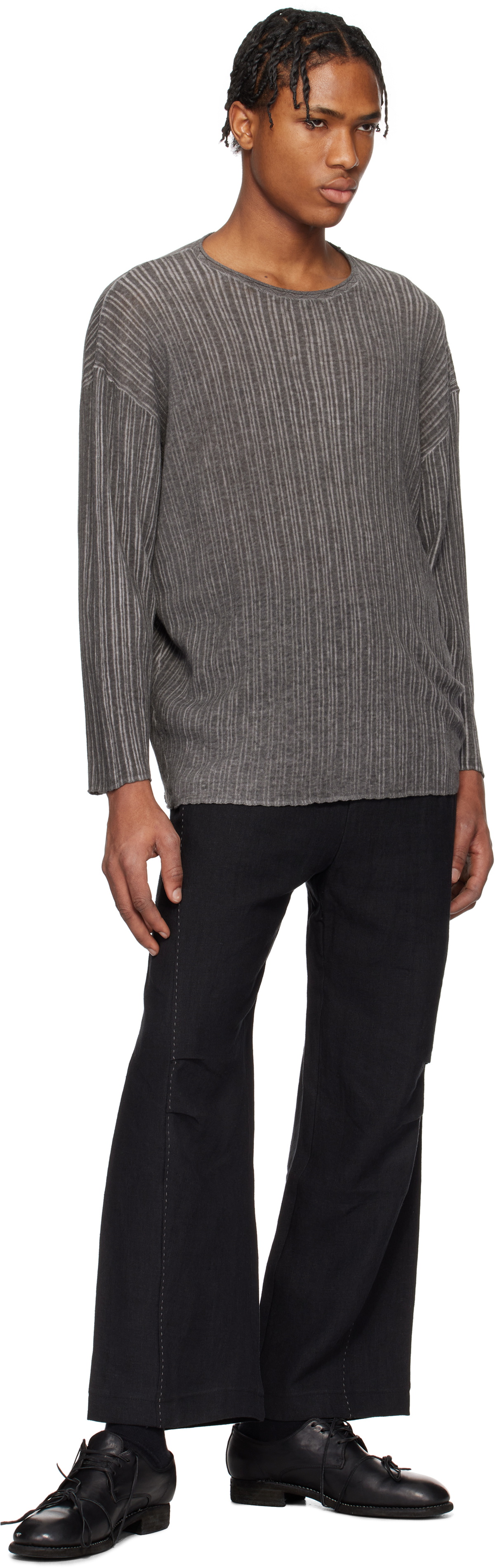 Professor.E Gray Semi-Sheer Dirt Knit Sweater Professor.E