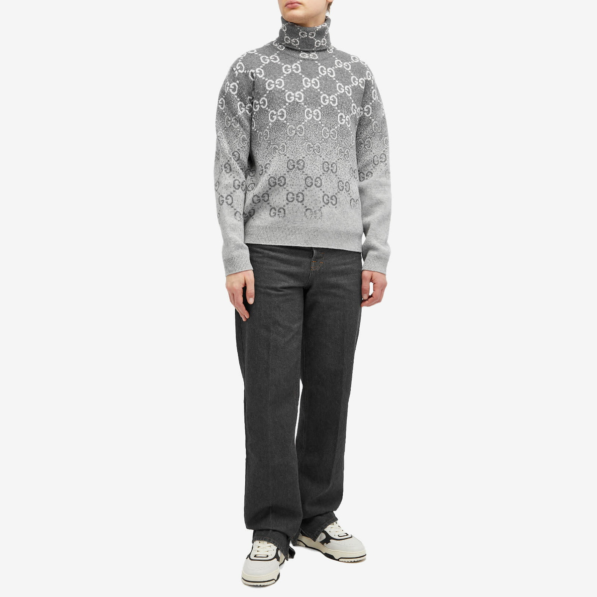Gucci Men's GG Fade Turtle Neck Jumper in Medium Grey Gucci