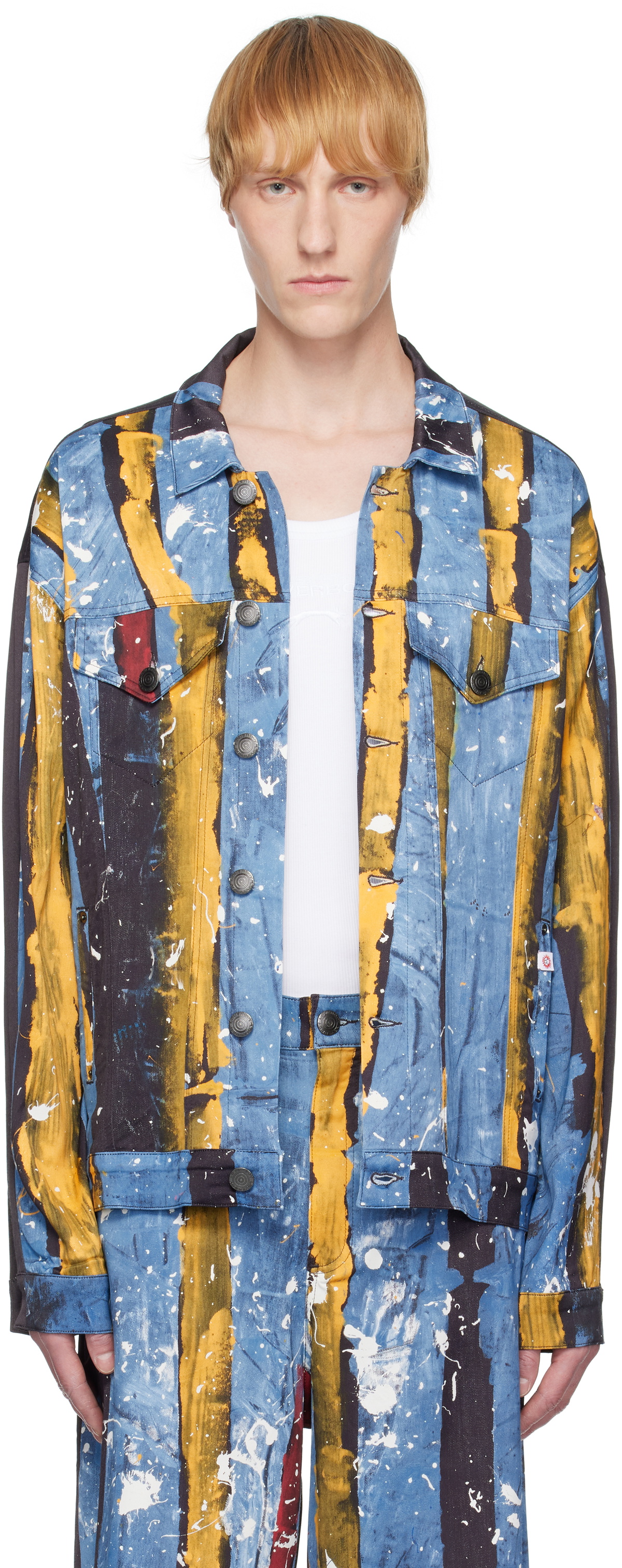 Charles Jeffrey LOVERBOY Navy & Blue Silky Oversized 'Denim' Jacket ...