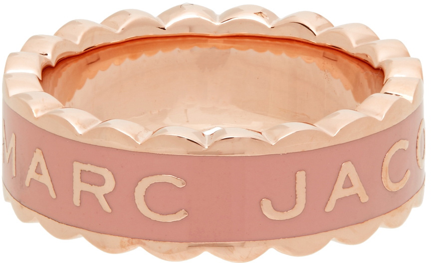 Marc Jacobs Rose Gold & Pink 'The Scallop Medallion' Ring Marc Jacobs