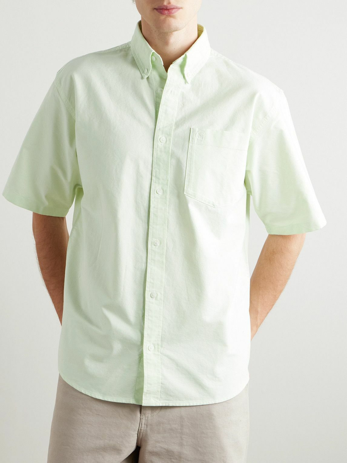 Carhartt WIP - Braxton Button-Down Collar Logo-Embroidered Cotton ...